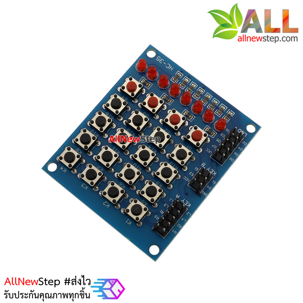 บอร์ดทดลอง 3 in 1 Keypad Matrix Keyboard 4x4 พร้อม Switch 4 ปุ่ม และ LED 8 ดวง - ArduinoAll ขาย ...