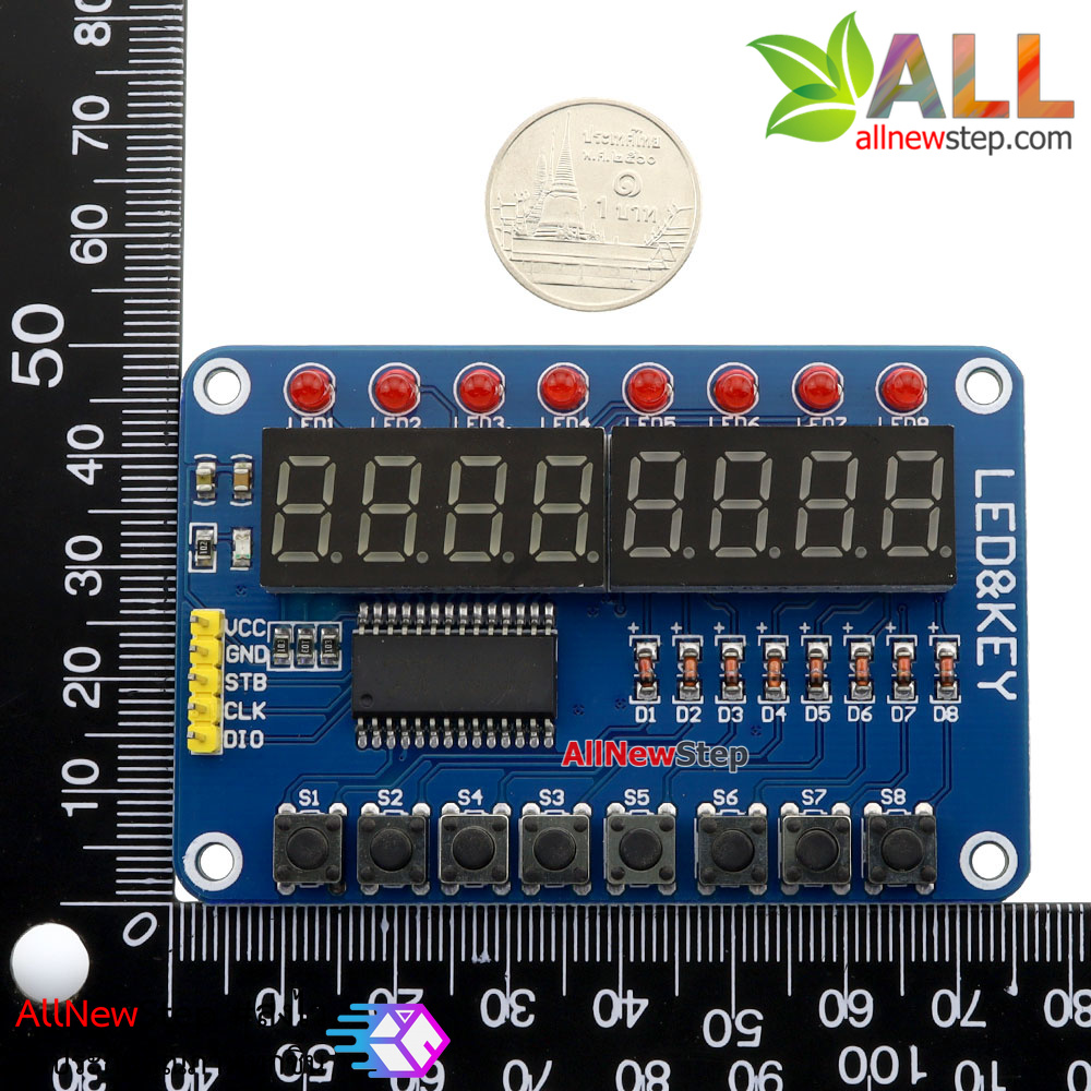 8-Digit 7 Segment Display with 8 LED and 8 Push Switches TM1638 BOARD บอร์ดแสดงผลตัวเลข 8 หลัก ...