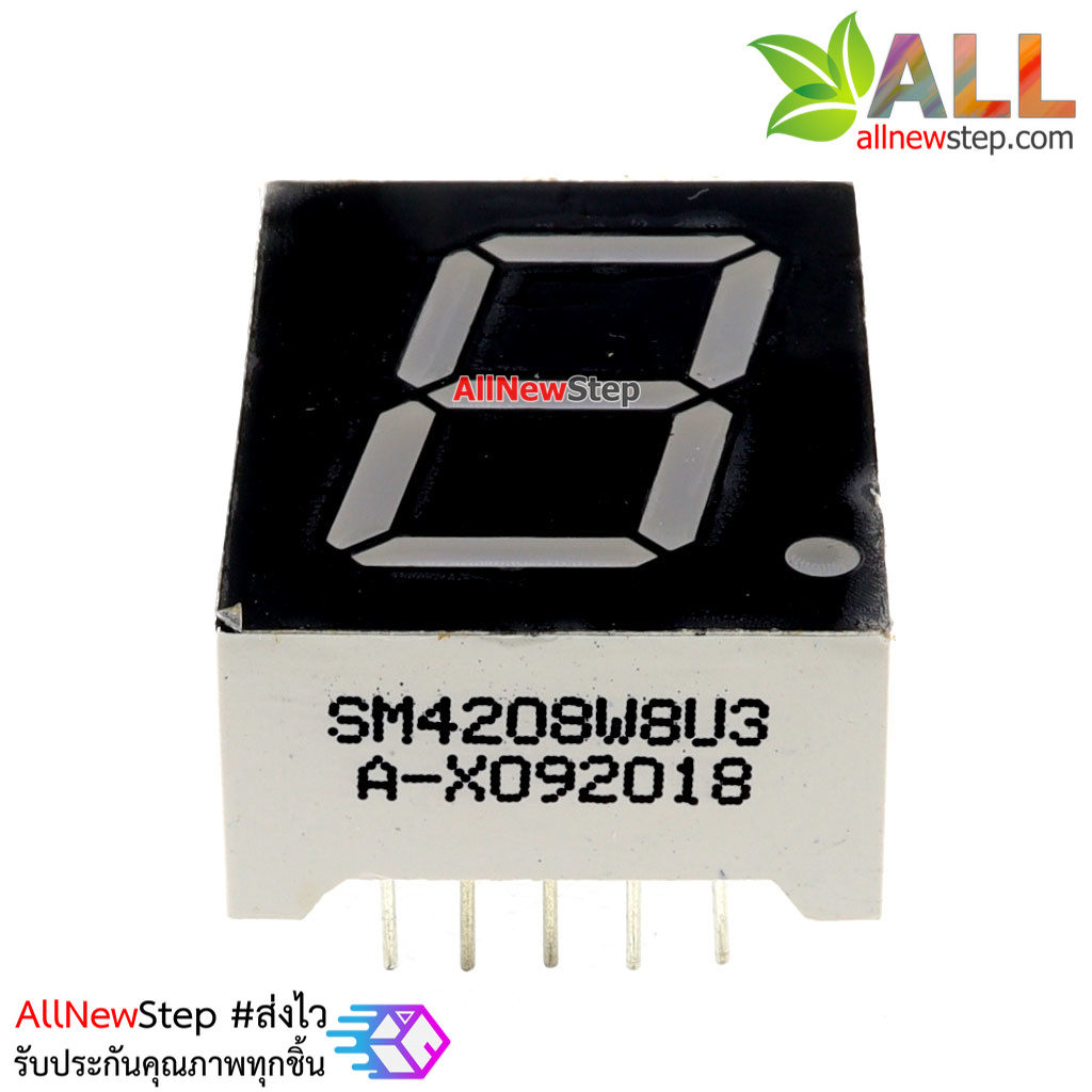 7 Segment 080 นิ้ว Common Cathode 1digit Red ไฟ 7 Segment 080 1 หลัก สีแดงแบบไฟลบร่วม 8016a