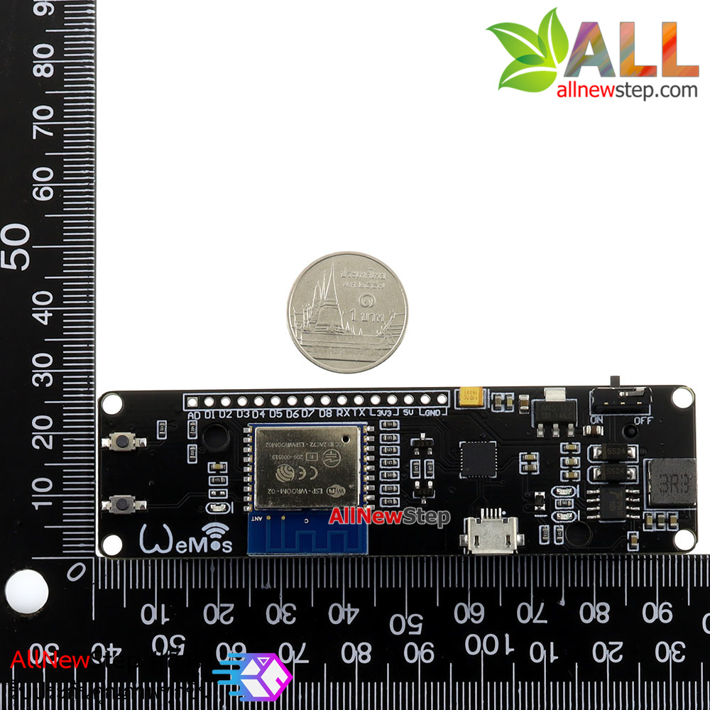 WeMos ESP-WROOM-02 + 18650 Battery Socket บอร์ด ESP8266 รุ่น ESP-WROOM-02 พร้อม socket ...