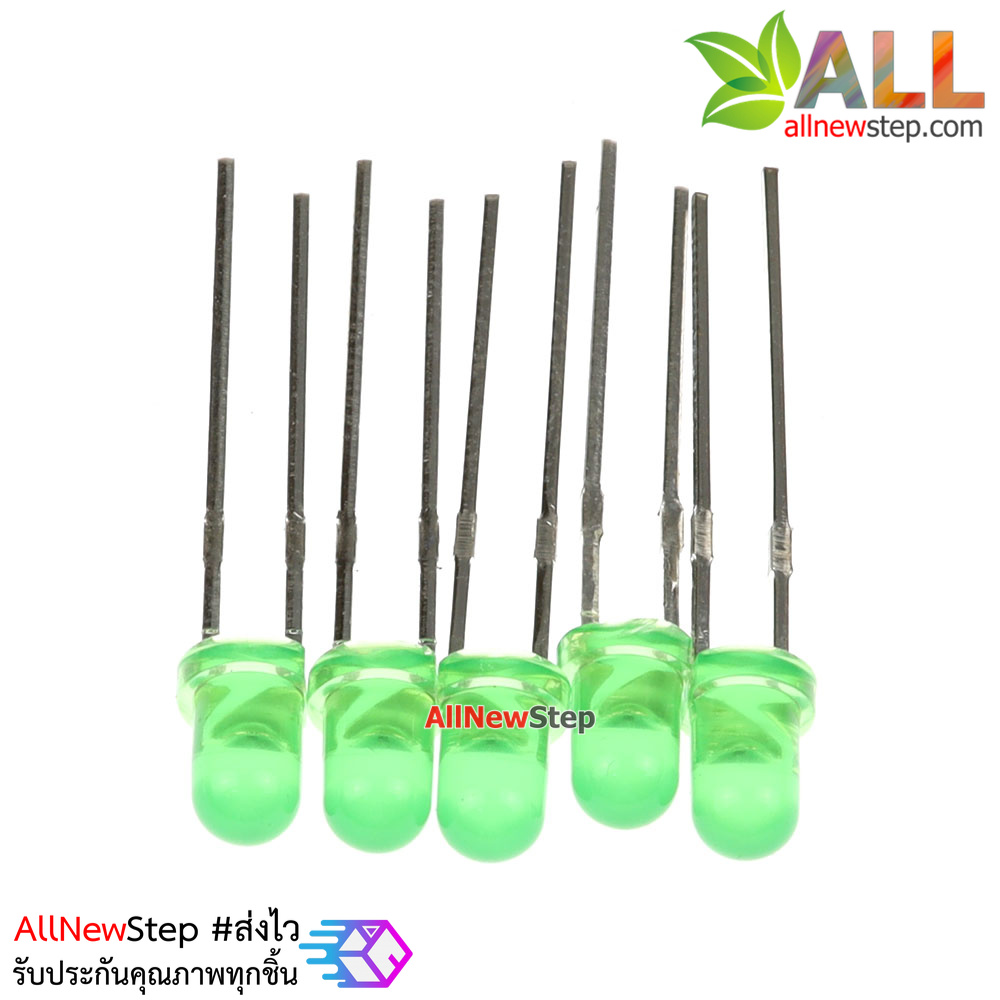 Led ขนาด 3mm สีเขียว จำนวน 5 ดวง Arduinoall ขาย Arduino ซื้อ Arduino อุปกรณ์ Arduino Sensor ส่งฟรี