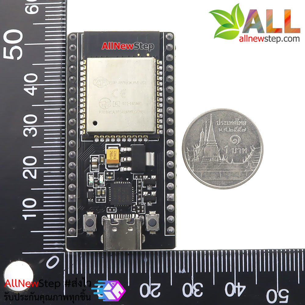 บอร์ด Esp32 Nodemcu 38p Esp 32 Cp2102 Type C 38 ขา หัวต่อแบบ Usb Type C บอร์ดแบบแคบ ต่อกับบอร์ด